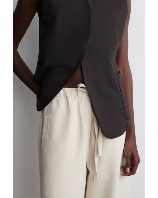 COS Cropped Denim Wide-Leg Trousers in Natural | Lyst