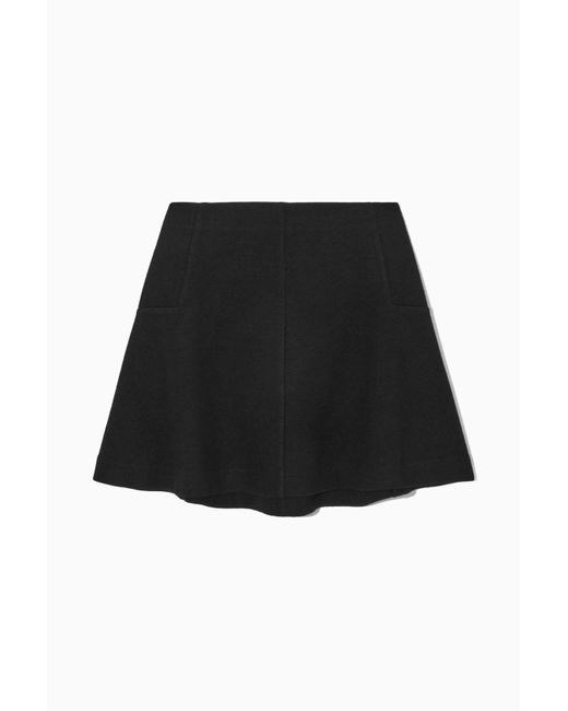 COS Boiled-wool Mini Skirt in Black | Lyst