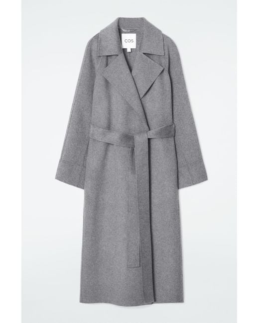 COS Belted Double-faced Wool Coat in Gray | Lyst