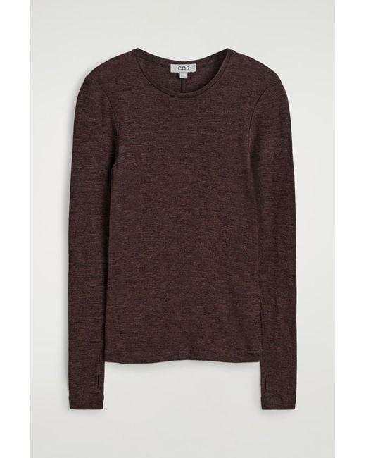 COS Slim Merino Wool Top in Brown | Lyst UK