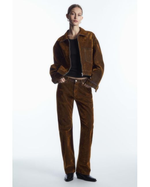 COS Amp Flocked-denim Jeans - Straight in Brown | Lyst UK