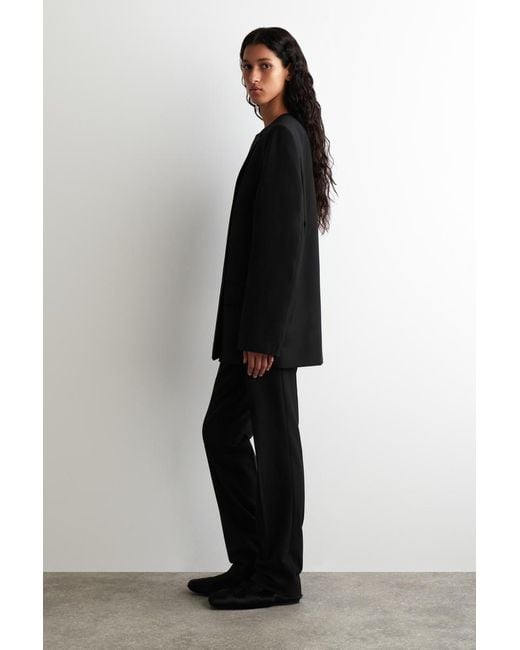 COS Structured Collarless Wool Blazer in Black | Lyst