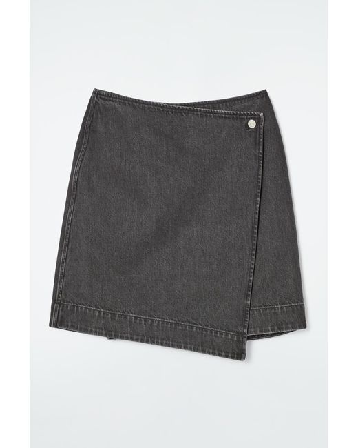 COS Denim Mini Wrap Skirt in Grey | Lyst UK