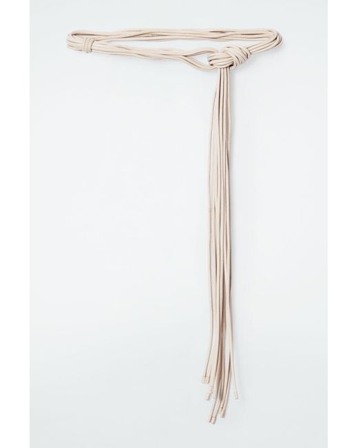 COS Leather Cord Belt in White | Lyst