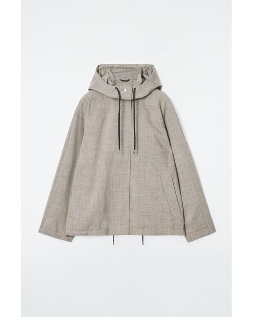 COS Hooded Wool Utility Jacket in White | Lyst
