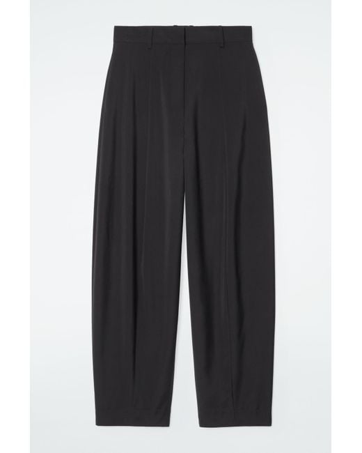 COS The Fluid Barrel-leg Trousers in Black | Lyst