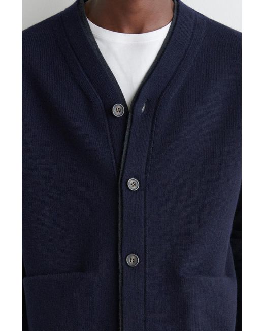 COS Contrast Tipped Merino Wool Cardigan in Blue for Men | Lyst UK