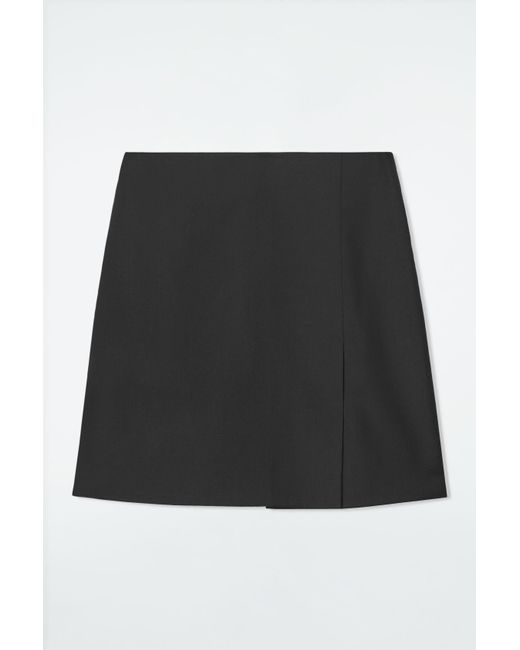 COS Wrap-effect Wool Mini Skirt in Black | Lyst