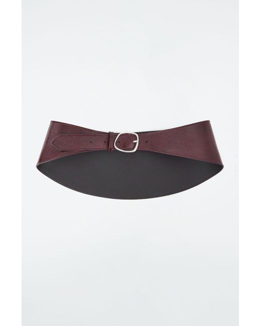 COS Curved Leather Wrap Belt in Red | Lyst