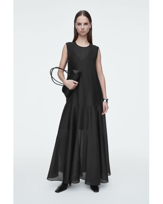 COS Sheer Maxi Dress in Black | Lyst