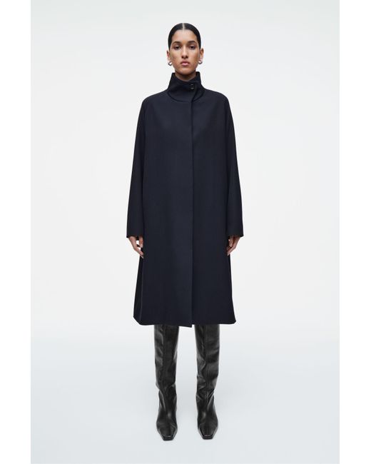 COS Trapeze Wool-blend Coat in Blue | Lyst