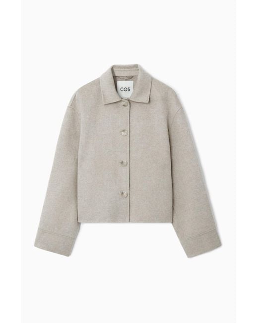 COS Boxy Double-faced Wool Jacket in White | Lyst