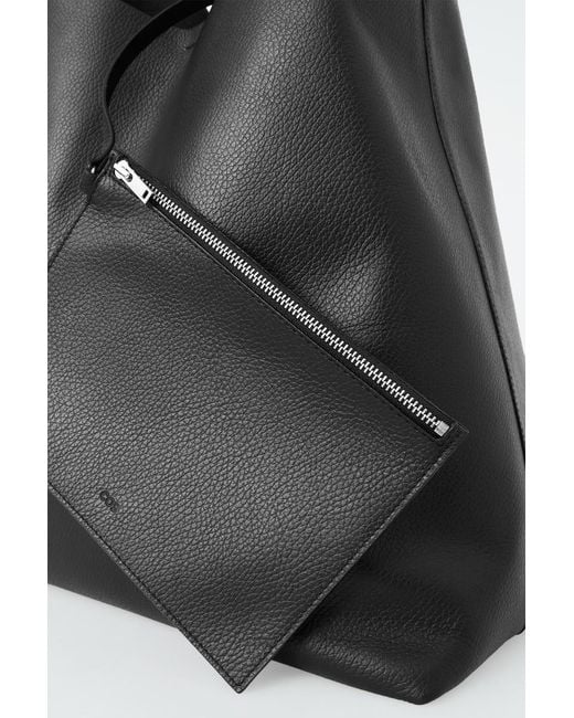 COS Serif Tote Bag - Leather in Black | Lyst