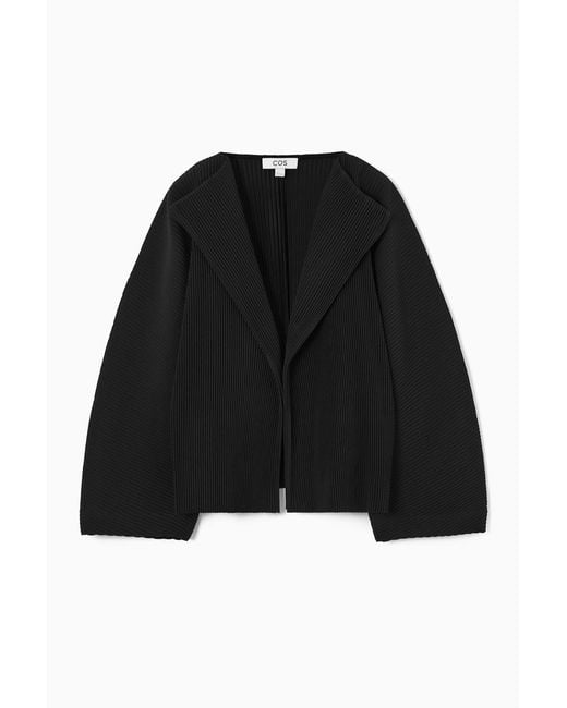 COS Pleated Open-lapel Jacket in Black | Lyst