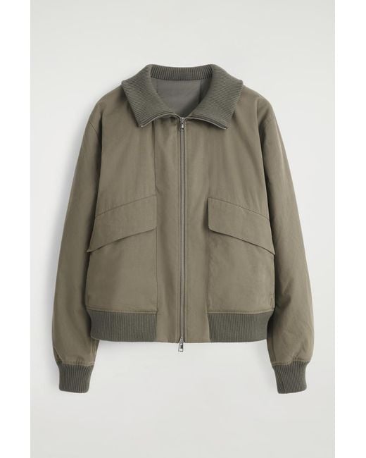 COS Padded Cotton Flight Jacket in Green for Men | Lyst