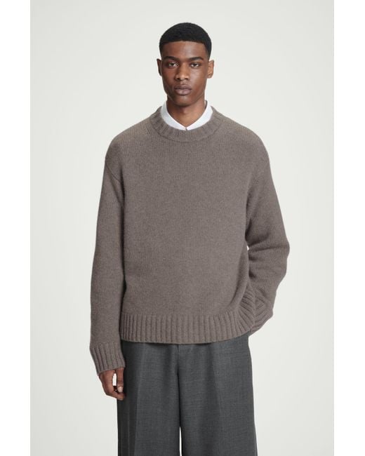 COS Chunky Pure Cashmere Sweater in Natural for Men | Lyst