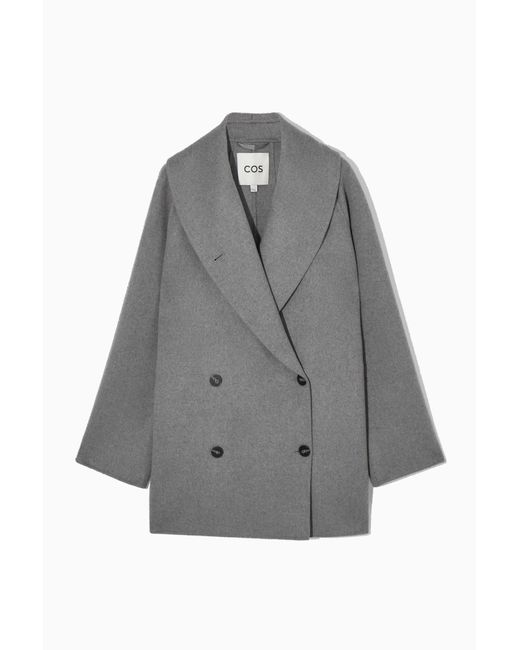 COS Oversized Shawl-collar Wool Jacket in Grey | Lyst UK