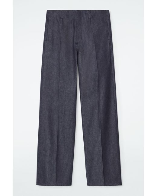 COS The Wide-leg Raw Denim Jeans in Blue | Lyst