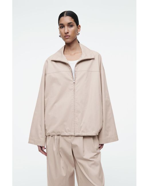COS Bubble-hem Cotton Jacket in Natural | Lyst