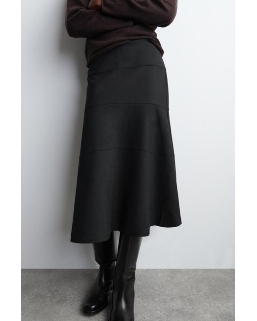 COS Curved A-Line Midi Skirt in Black | Lyst UK
