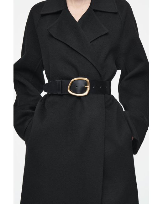 COS Asymmetric-buckle Leather Belt in Black | Lyst