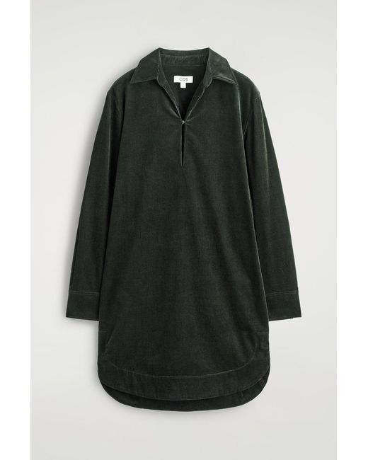 COS Corduroy Mini Shirt Dress in Black | Lyst UK