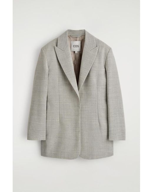 COS Structured Wool-Blend Blazer in Gray | Lyst