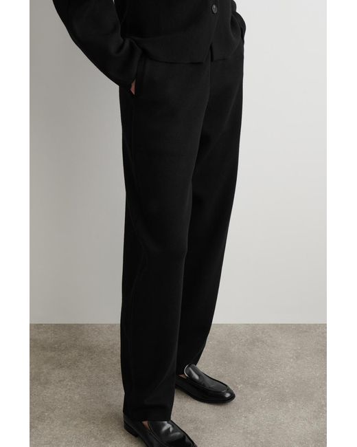 COS Knitted Wool Barrel-Leg Trousers in Black | Lyst UK