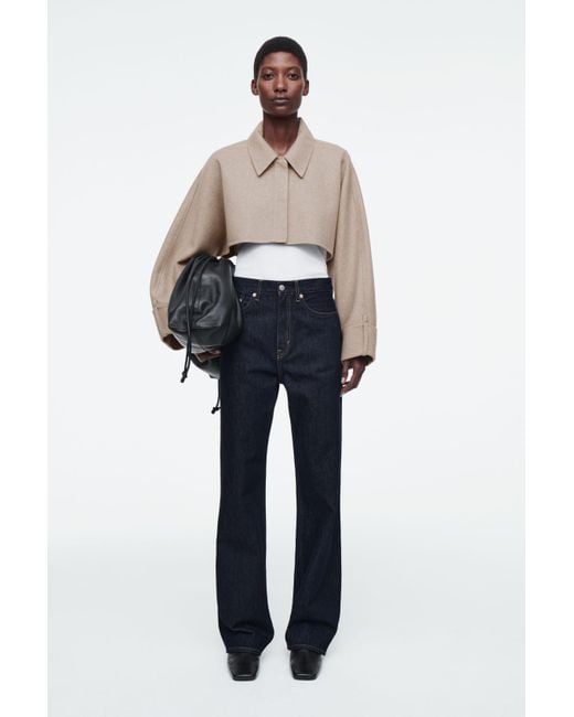 COS Cropped Double-faced Wool Jacket in Natural | Lyst