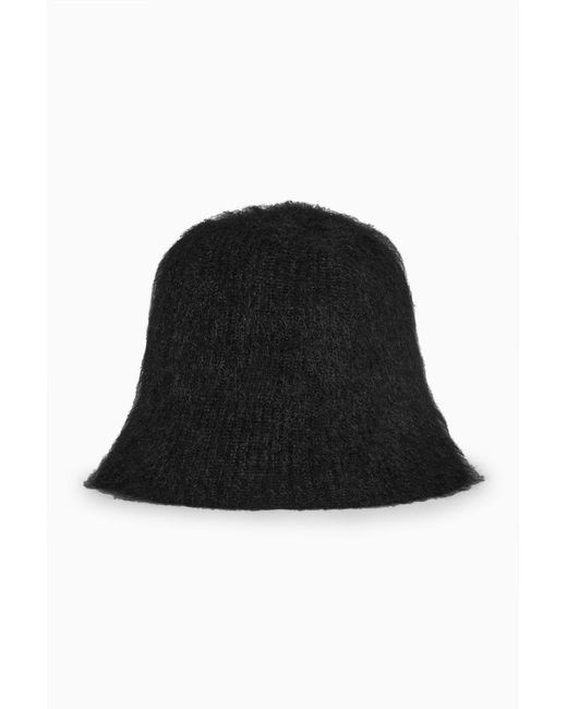 Cos Textured Knitted Bucket Hat In Black Lyst