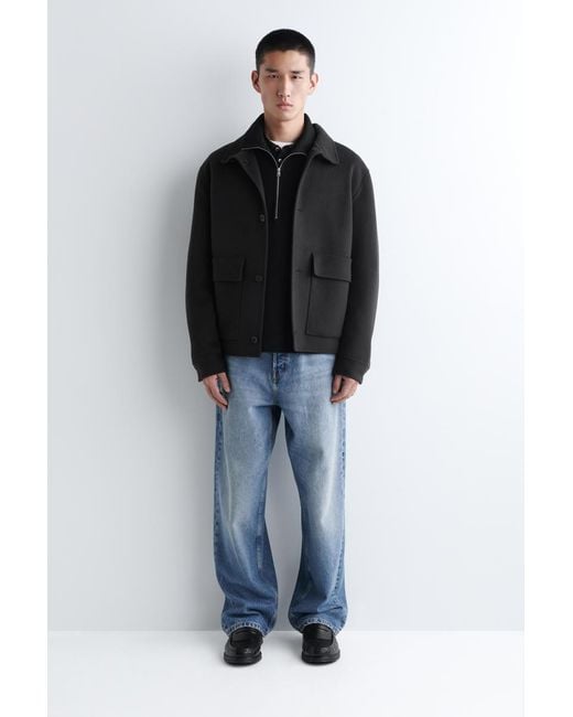 COS Double-Faced Wool Zip-Up Overshirt in Black for Men | Lyst UK