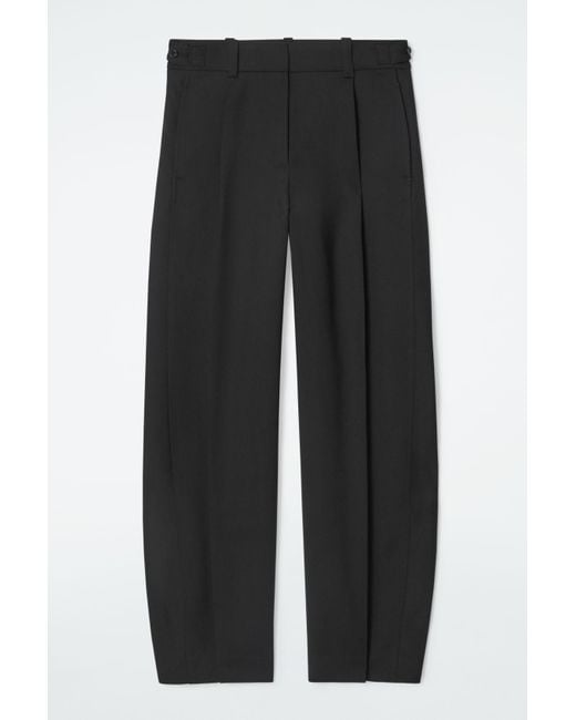 COS Wool-blend Barrel-leg Trousers in Gray | Lyst
