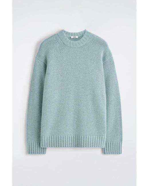 COS Chunky Pure Cashmere Crew-Neck Sweater in Blue for Men | Lyst UK