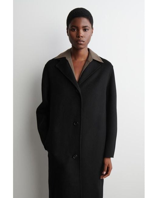 COS Double-Faced Wool Coat in Black | Lyst UK