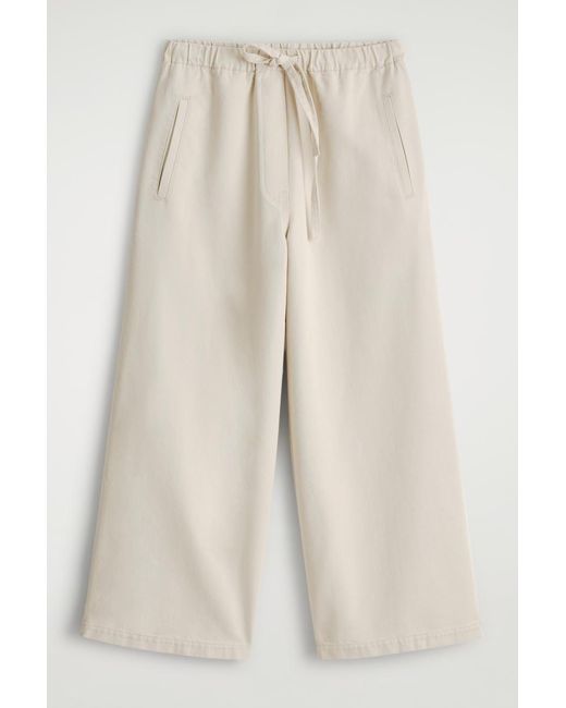 COS Cropped Denim Wide-Leg Trousers in Natural | Lyst