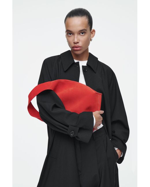 COS Serif Mini Tote - Suede in Red | Lyst