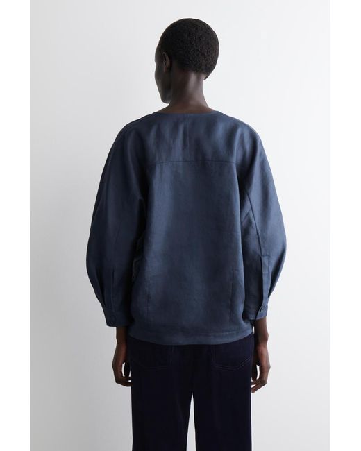 COS Voluminous Linen Blouse in Blue | Lyst UK