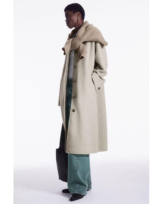 COS Collared Double-faced Wool Coat in Gray | Lyst