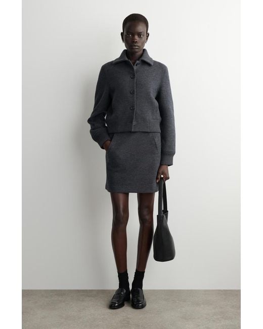 COS Boiled Merino Wool Mini Skirt in Gray | Lyst