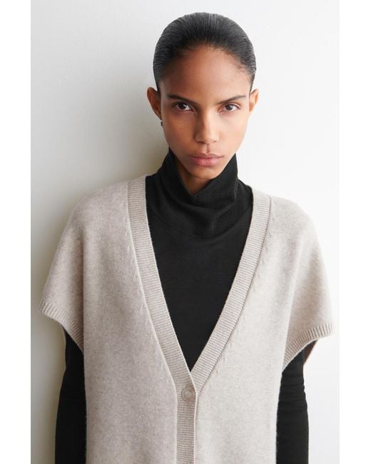 COS Rounded Wool Longline Cardigan in Natural | Lyst UK
