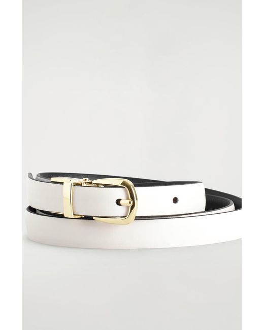 COS Reversible Slim Leather Belt in White | Lyst UK