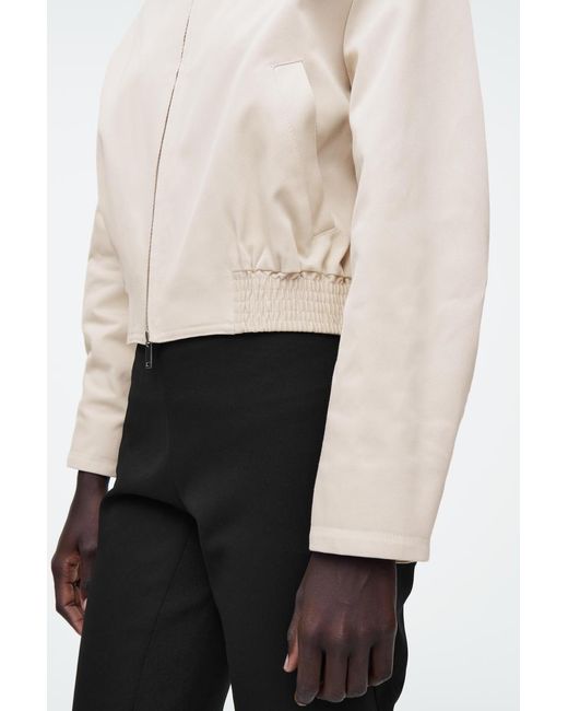 COS Funnel-neck Bomber Jacket in Natural | Lyst UK