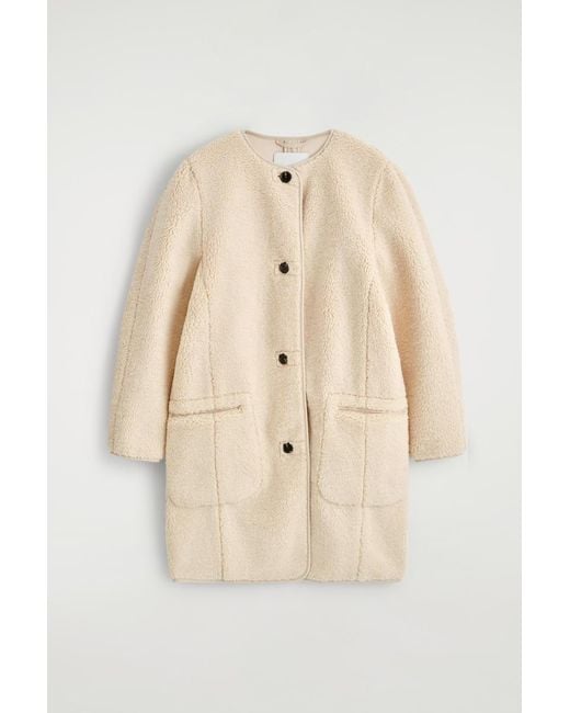 COS Longline Teddy Jacket in Natural | Lyst UK