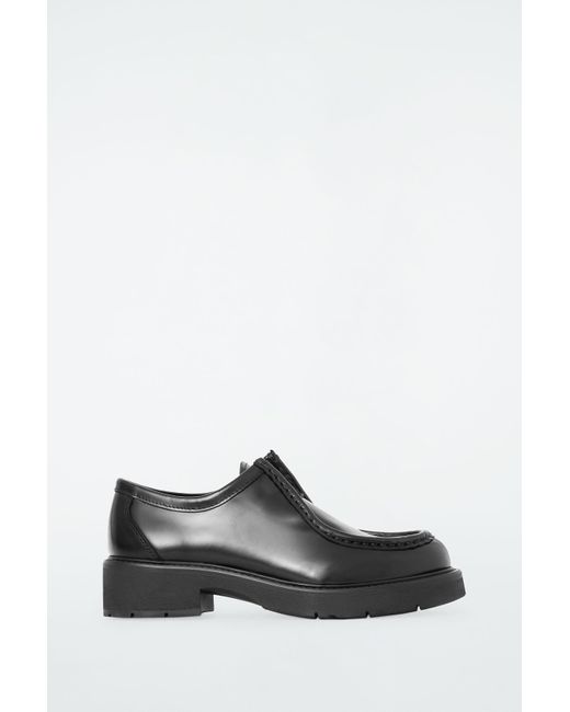 COS Chunky Leather Lace-up Shoes in White | Lyst