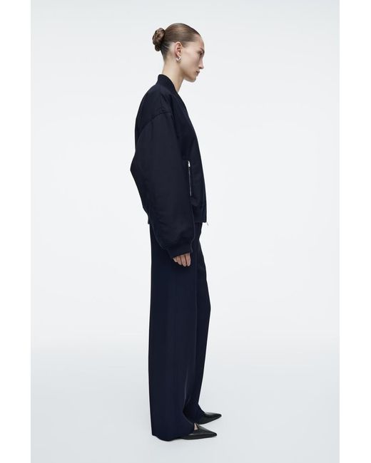COS Oversized Wool Bomber Jacket in Blue | Lyst UK
