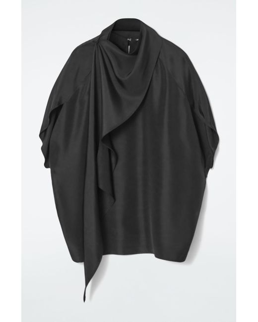 COS The Silk Scarf Blouse in Black | Lyst