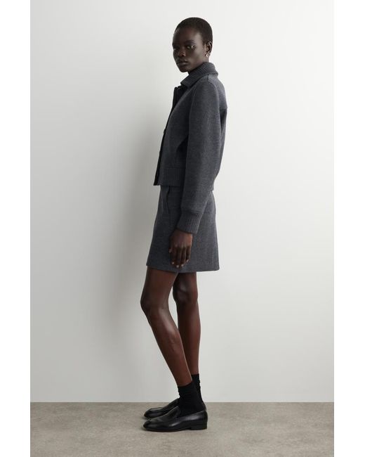COS Boiled Merino Wool Mini Skirt in Gray | Lyst