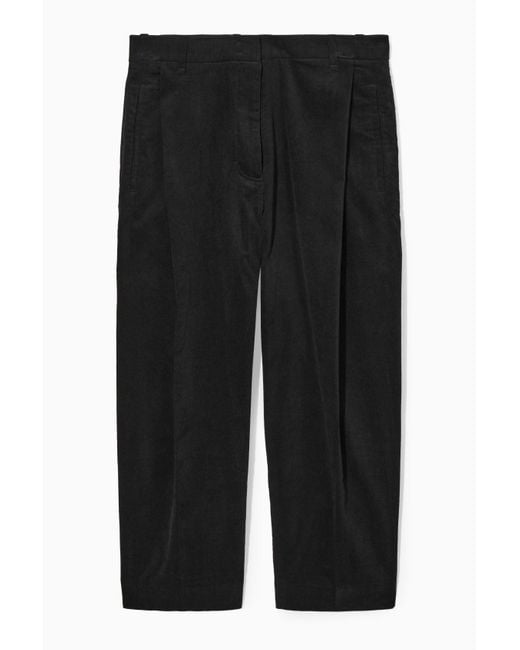 COS Pleated Barrel-leg Corduroy Pants in Black | Lyst