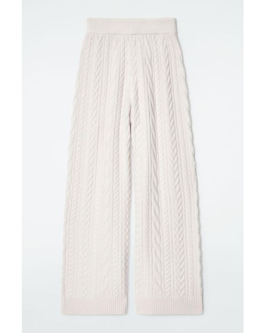 COS Cable-knit Wool Trousers in White | Lyst