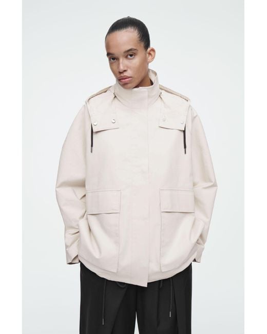 COS Hooded Cotton Utility Jacket in White | Lyst